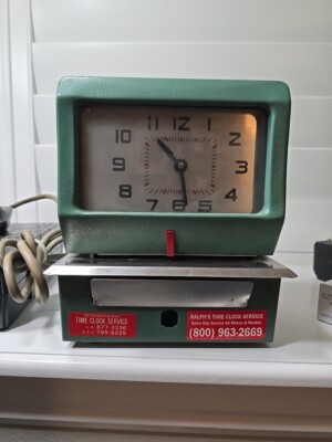 Acroprint 150NR4 Analog Manual Print Time Clock - Green. Works. No Key ...
