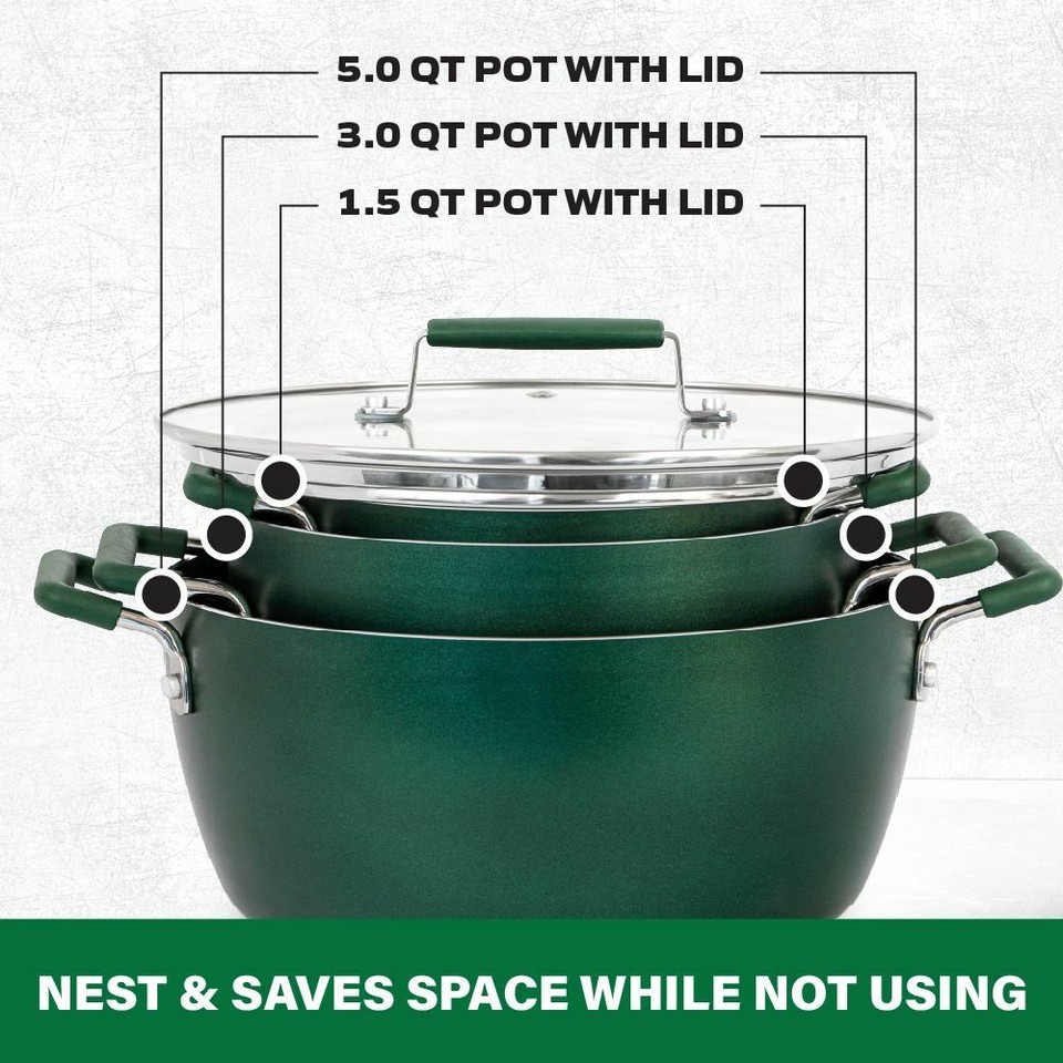 Granitestone 6 Piece Ultra Nonstick Space Saving Nesting Pots with ...