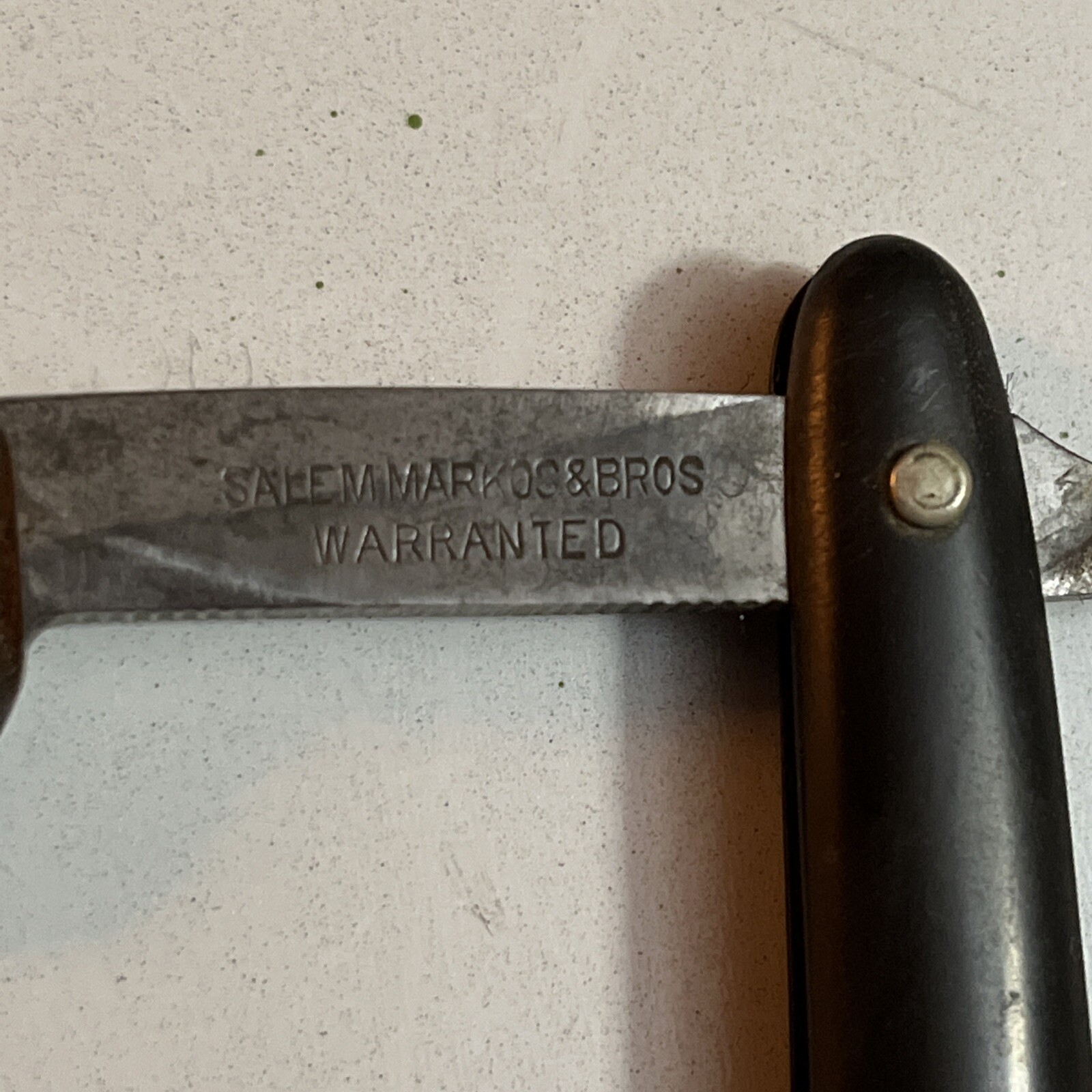 Vintage Salem Markos & Bros Warranted Black Straight Razor | eBay