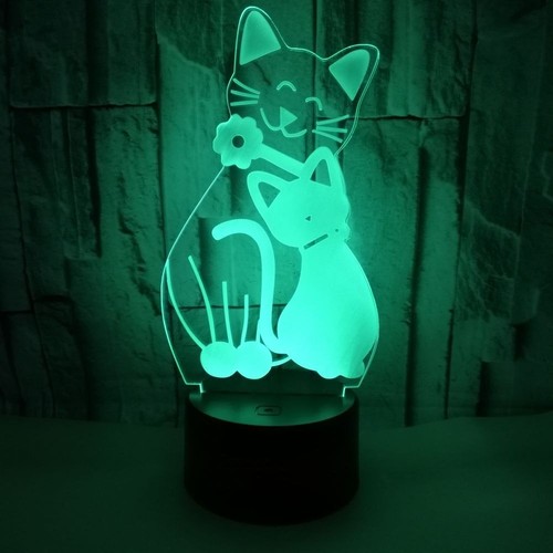 Mignon chaton 3D lampe de nuit LED 7 couleurs changeantes veilleuse ...