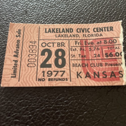 Kansas Concert Ticket Stub Vintage 1977 | eBay