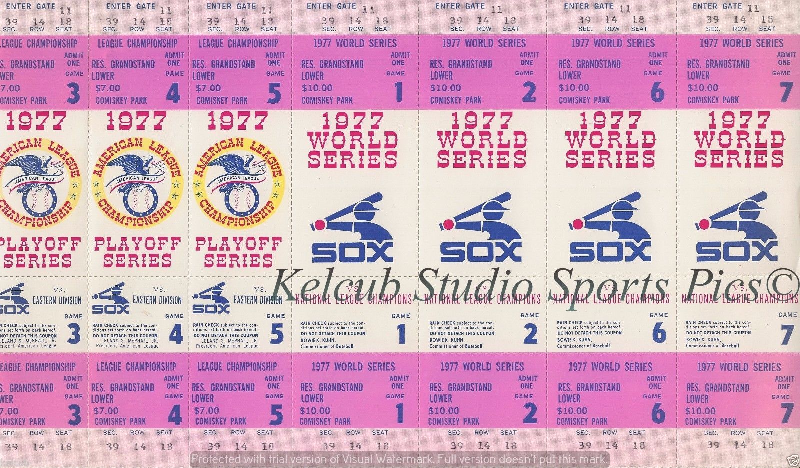 1977 Chicago White Sox REPRO Uncut ALCS & World Series Tix Ticket Art 8 ...