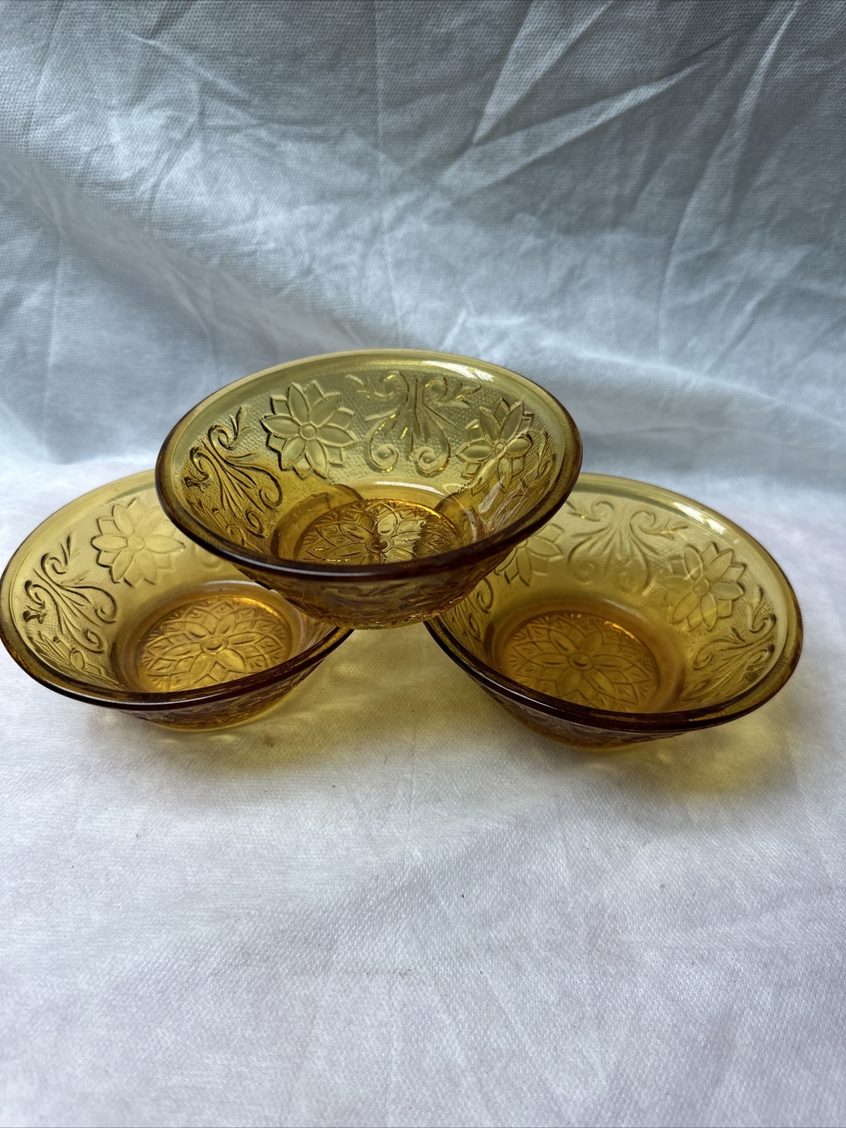 Amber Tiara Sandwhich Glass Serving Bowls 4 1/2" Set of 3 | eBay