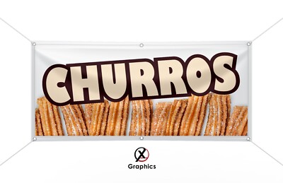 CHURROS Vinyl Banner advertising Sign. Full color 2x4 ft Outdoor Indoor ...