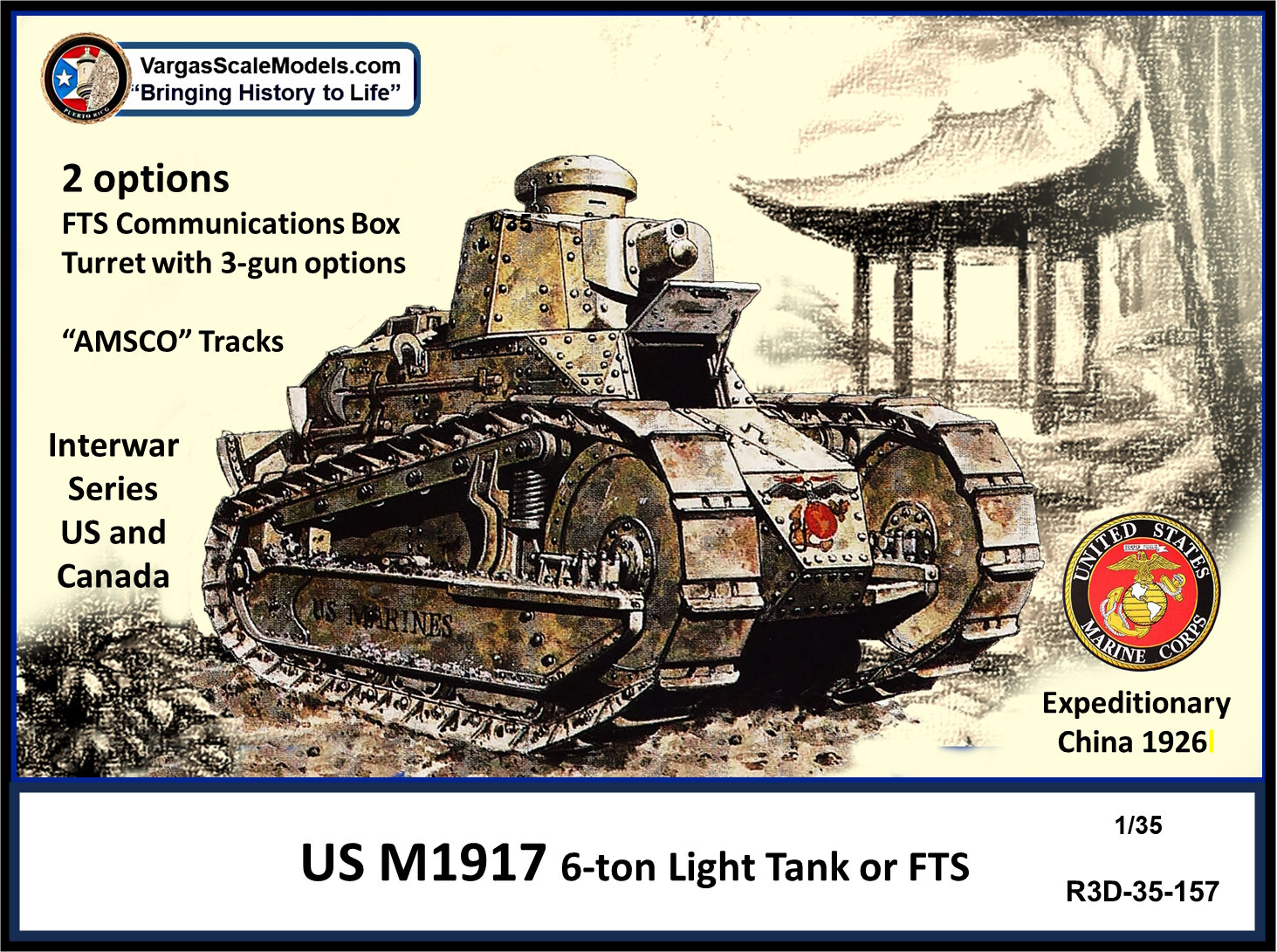 1/35 US/Canada M1917 6-ton tank or FTS Com 2-in-1 kit Meng Takom CSM SS ...
