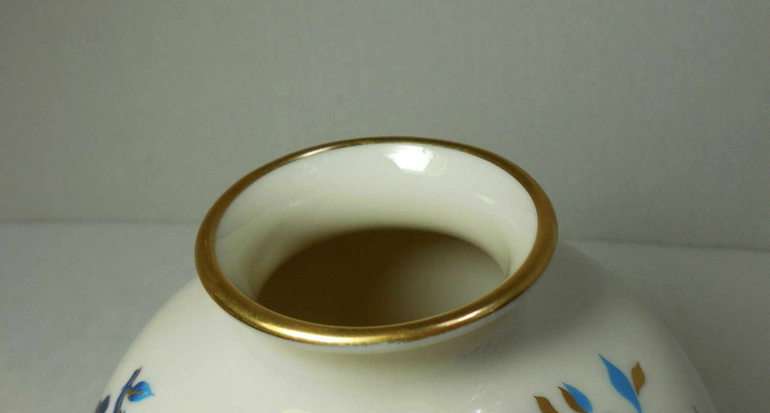 Lenox Pagoda Bone Chine Vase Cobalt Blue & Gold Flowers | eBay