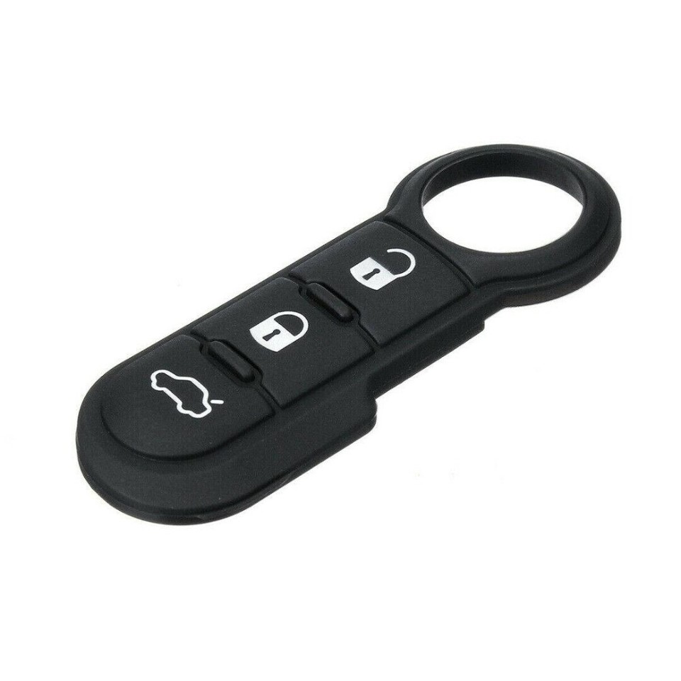 3 Button Black Remote Key Fob Rubber Pad For Fiat 500 Panda Abarth ...