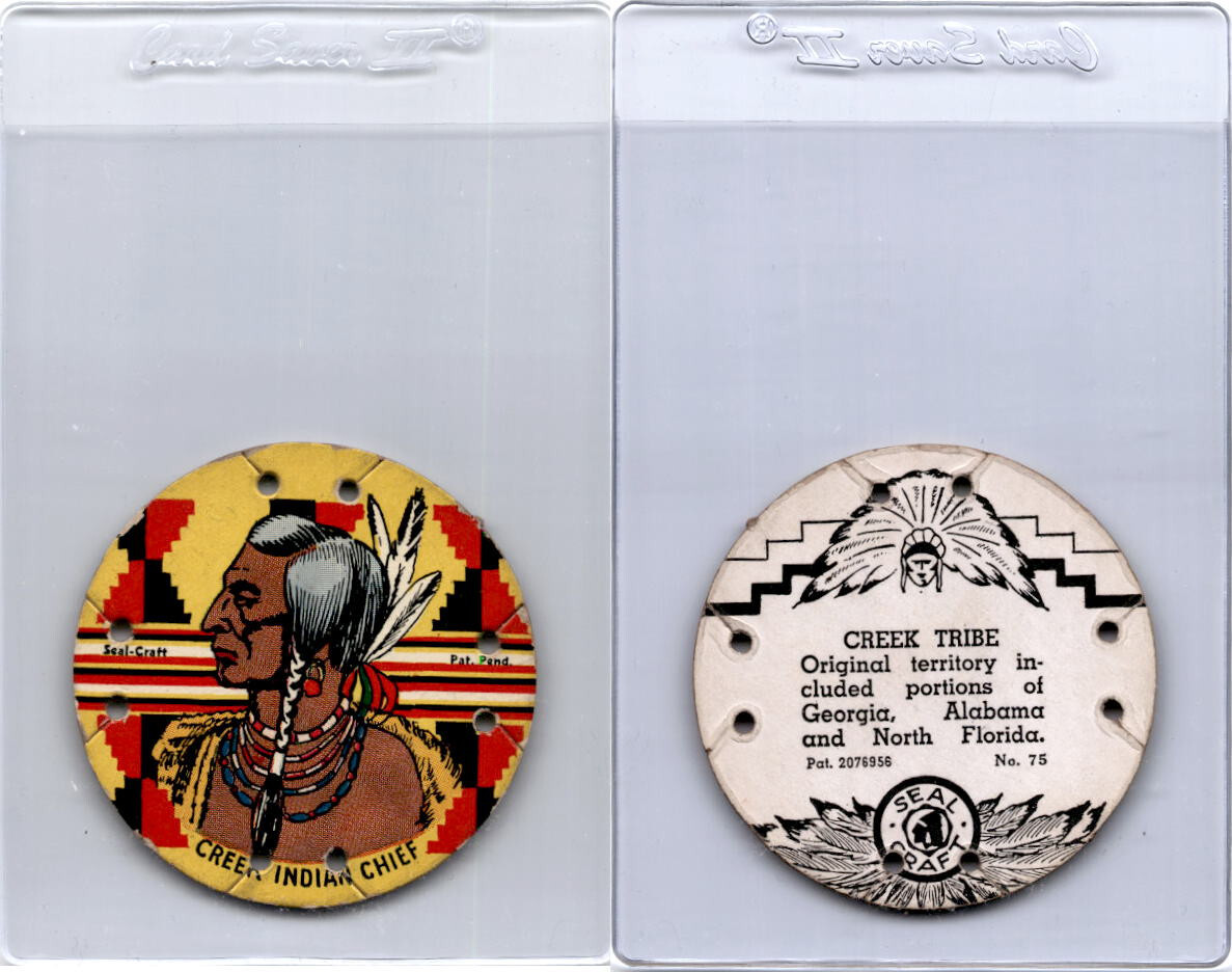 R123 Seal Craft, Seal Craft Discs, 1930's, #75 Creek Tribe, Indian | eBay