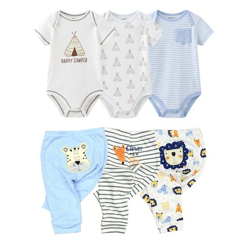 6/9/10PCS Baby Girl Clothes Newborn Solid Bodysuits Pants Cotton Short ...