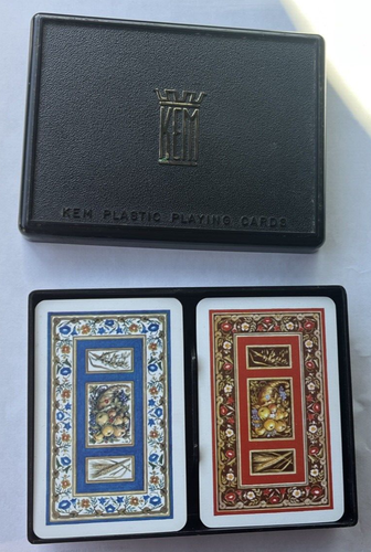 Double Deck KEM Plastic Coated Playing Cards w/ Case Harvest Design | eBay