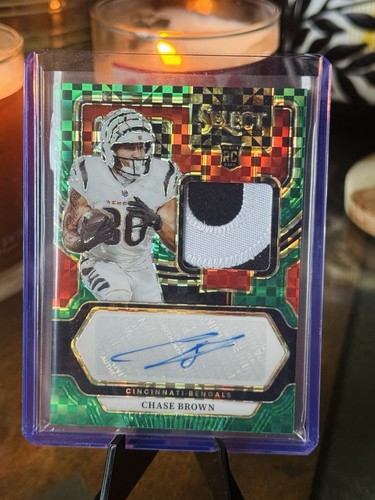 2023 Select Football Chase Brown RC RPA AUTO 5/5 Green Prizm Bookend ...