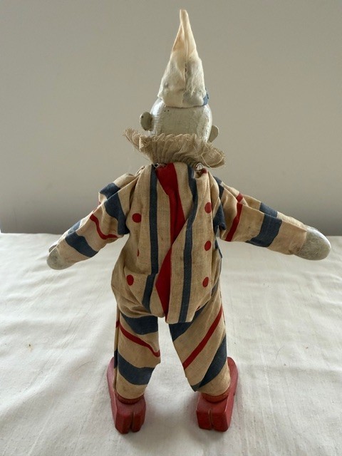 Schoenhut clown, all original, 1 part head, wooden cone under hat ...