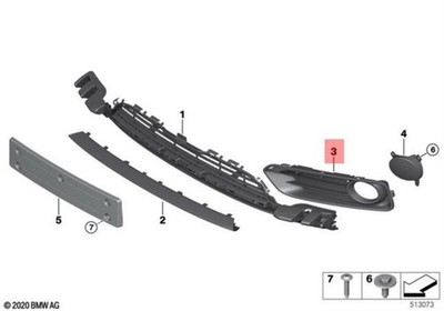 Genuine BMW Front Partly Closed Fog Light Grille Sport Left OEM ...