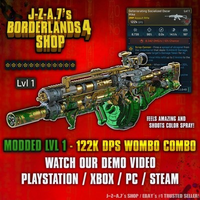 Borderlands 4 MODDED LEVEL 1 ONE 122K DPS WOMBO COMBO COLOR AR BL4 PC ...