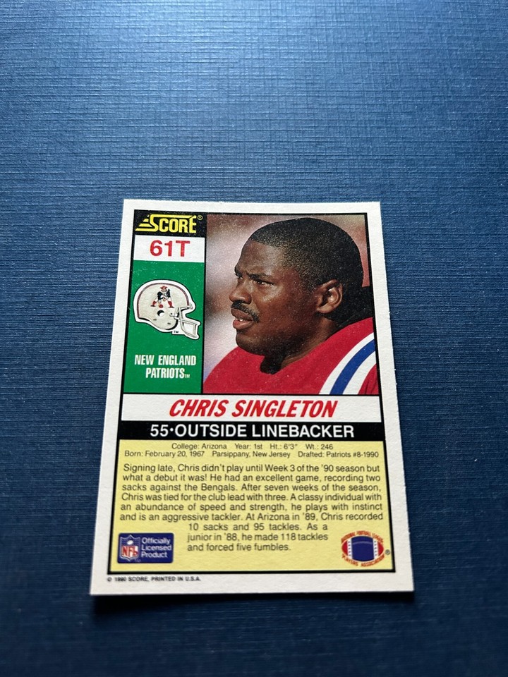 1990 Score Supplemental Football Chris Singleton Rookie Card #61T Set ...