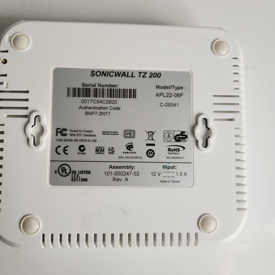 Sonicwall TZ 200 Wireless-N Firewall VPN Security Appliance APL22-070 ...