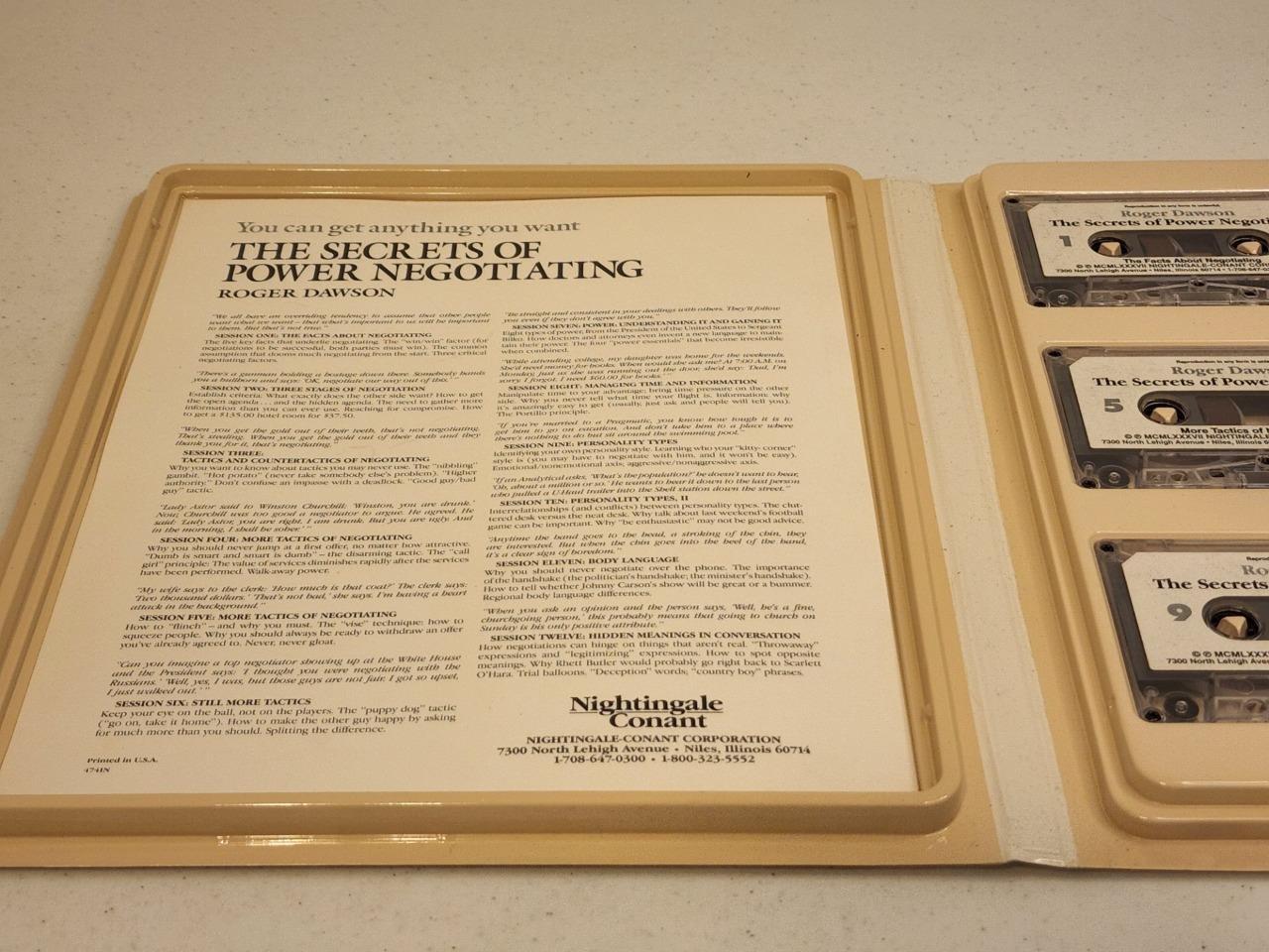 The Secrets Of Power Negotiating Roger Dawson Nightingale CASSETTE ...