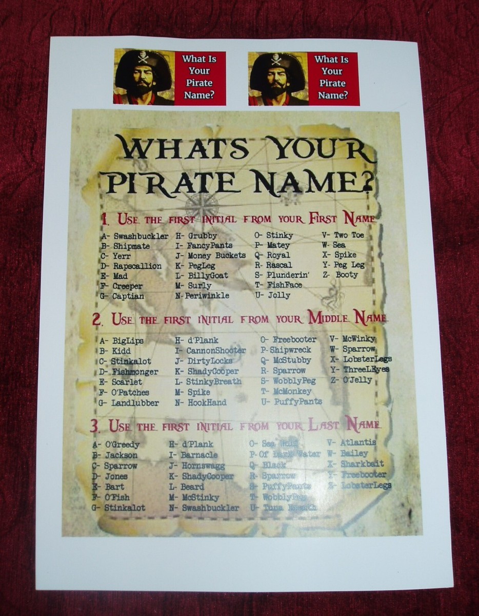 Cool Pirate Names What's Your Pirate Name? For Treasure Island Book