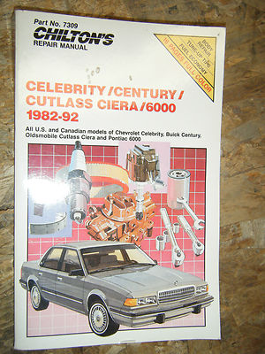 1982-92 CHEVY CELEBRITY BUICK CENTURY CIERA CHILTON SERVICE MANUAL SHOP ...
