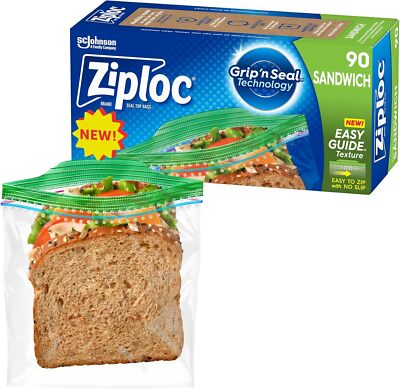 Ziploc Sandwich Bags, Easy Open Tabs, 90 Count, Clear | eBay