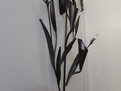 Metal black Tree Wall Art. Leaves, Flowers and Gemstones on branches ...