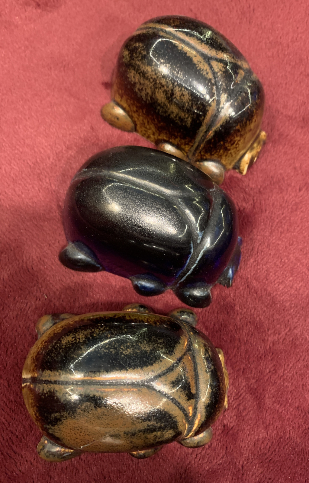 Vintage ARABIA FINLAND POTTERY Beetle Scarab Figurines MCM 1960s Taisto ...