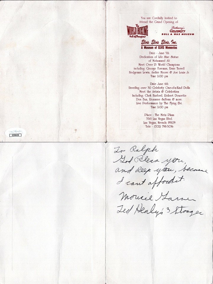 JSA Paul Mousie Garner Grand Old Man Of Vaudeville Autographed Signed ...