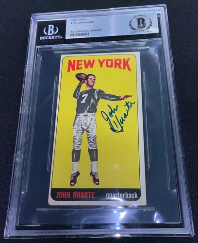 JOHN HUARTE SIGNED 1965 TOPPS RC #117 NEW YORK JETS CARD BECKETT ...