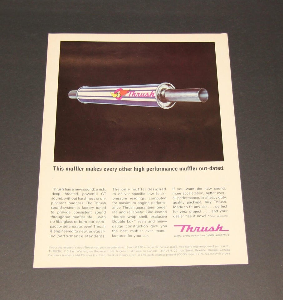 1966 Thrush Ad High Performance Muffler Vintage Magazine Advertisement ...