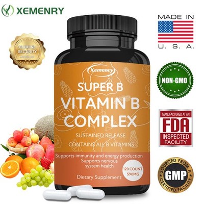 Vitamin B Complex Capsules-with B1,B2,B3,B5,B6,B12 Energy Support ...
