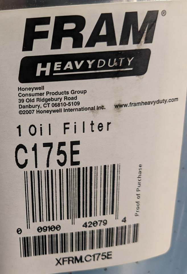 FRAM Oil Filter Fluid Element C175E Cummins Navistar 2940-00-316-1413 ...