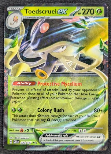 Toedscruel EX Obsidian Flames Double Rare Holo Pokemon Card 022/197 (NM ...
