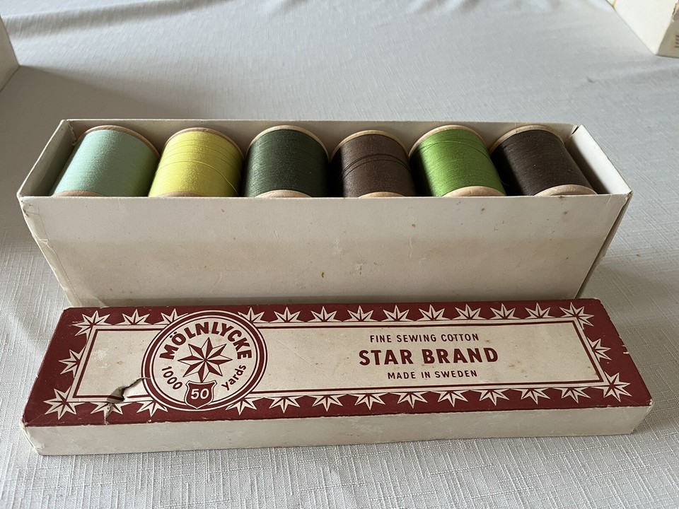 12 x Molnlycke Cotton Sewing Threads Reels Thread Spools in original ...