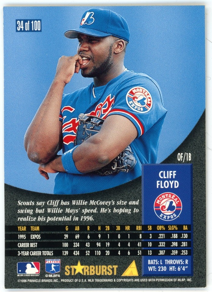 1996 Pinnacle Starburst Cliff Floyd Card #34 | eBay