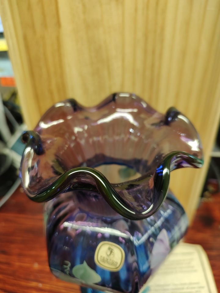 Fenton Museum Collection 9" Mulberry Hexagonal Vase, George Fenton ...