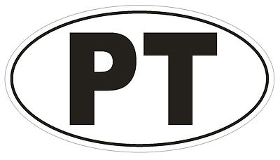 PT Portugal Country Code Oval Bumper Sticker or Helmet Sticker D943 PT ...