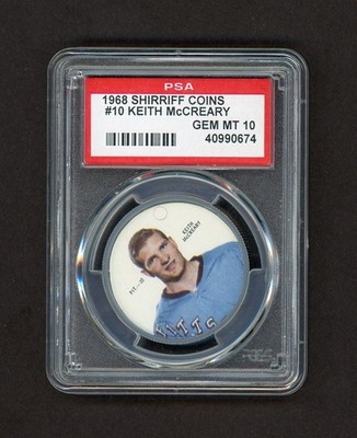 1968-69 SHIRRIFF COINS #10 KEITH McCREARY PITTSBURGH PENGUINS PSA 10 ...