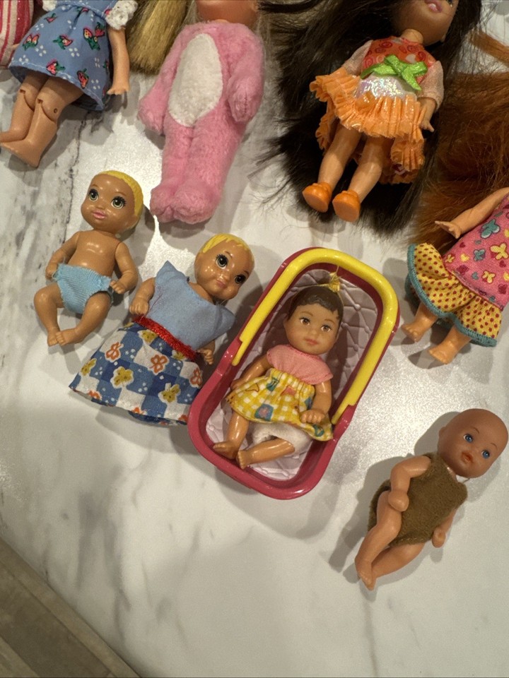 Lot Of 22 Small Barbie Family Dolls Chelsea Kelly Babies Mattel | eBay