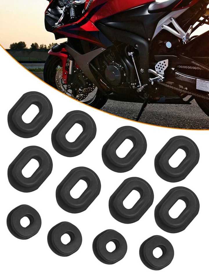 12x Motorcycle Parts Oval Round Rubber Side Cover Grommets Pads ...