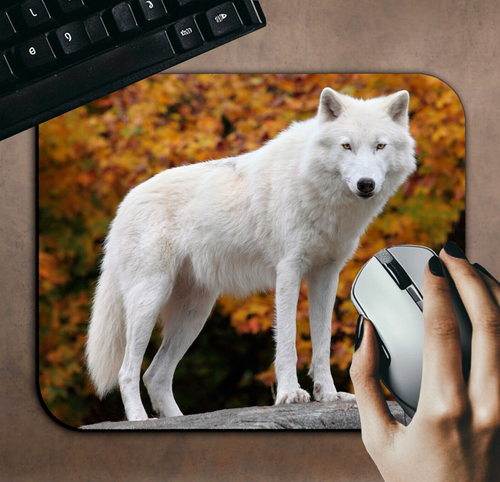 White Wolf Mouse Pad #9, Arctic Wolf Desk Mat Fantasy Animal Office ...