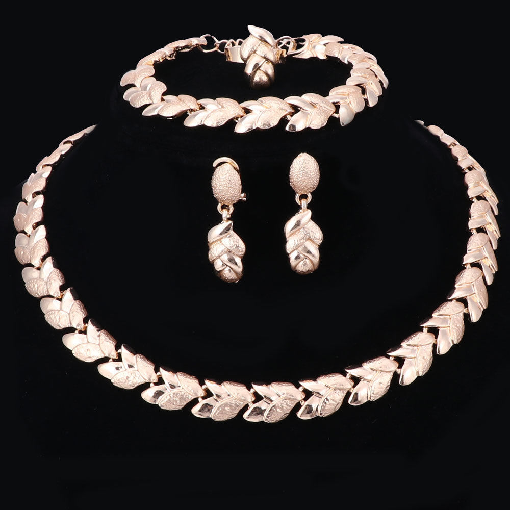 Gold Plated Connected leave 4 pcs Jewelry Set | eBay