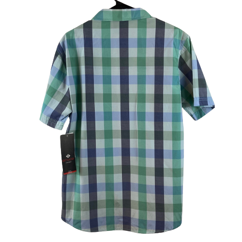 NEW Enyce Sean Combs Shirt Mens Large Green Blue Plaid Short Sleeve ...