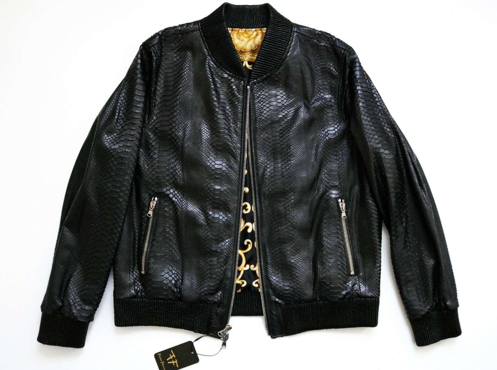 $13450 FREDO FERRUCCI Black 100% Genuine Python Leather Jacket Size 62 ...