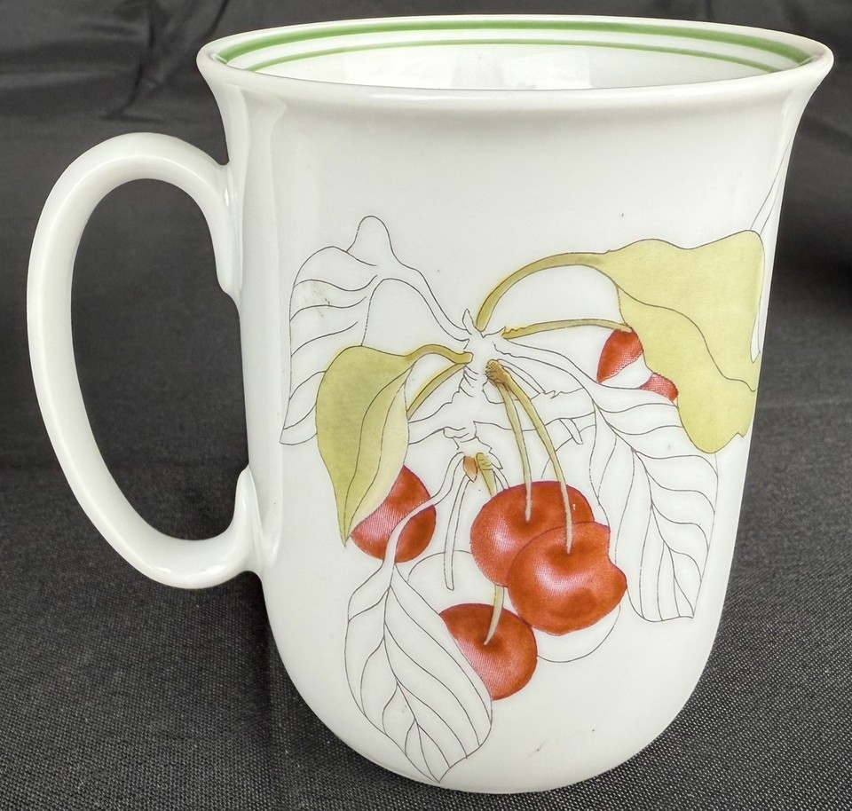 1984 Set of 4 Mary Von Goertzen Block Spal Porcelain Mugs Cherry Plum ...