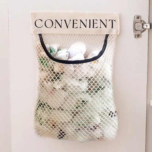1PC Hanging Storage Mesh Bags Kitchen Garbage Bag Storage Tools Wall ...