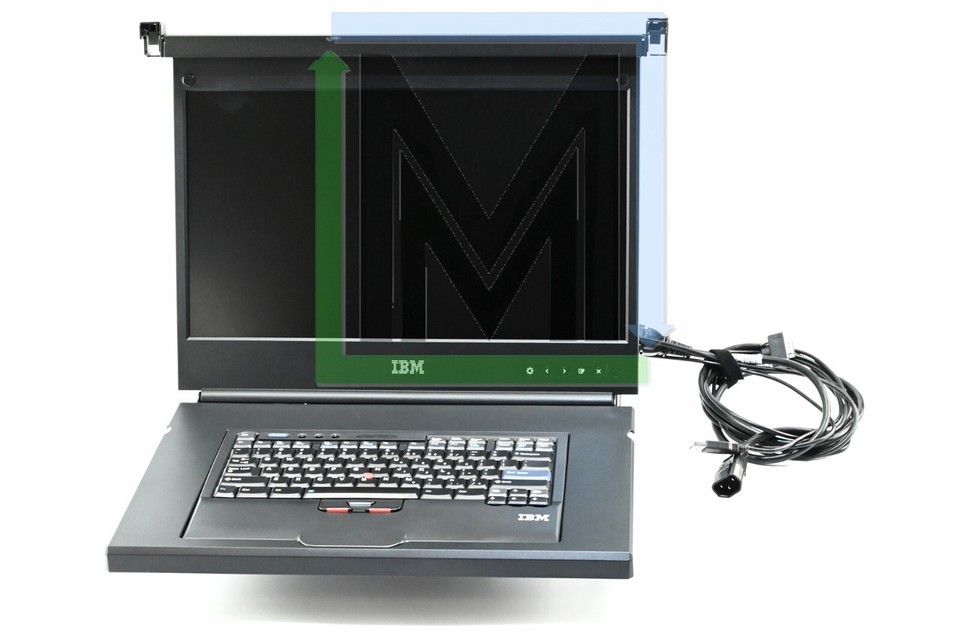 1723-8BX 1723-HC1 IBM 1U 18.5" LCD VGA KVM CONSOLE w/ KEYBRD - NO RAILS ...