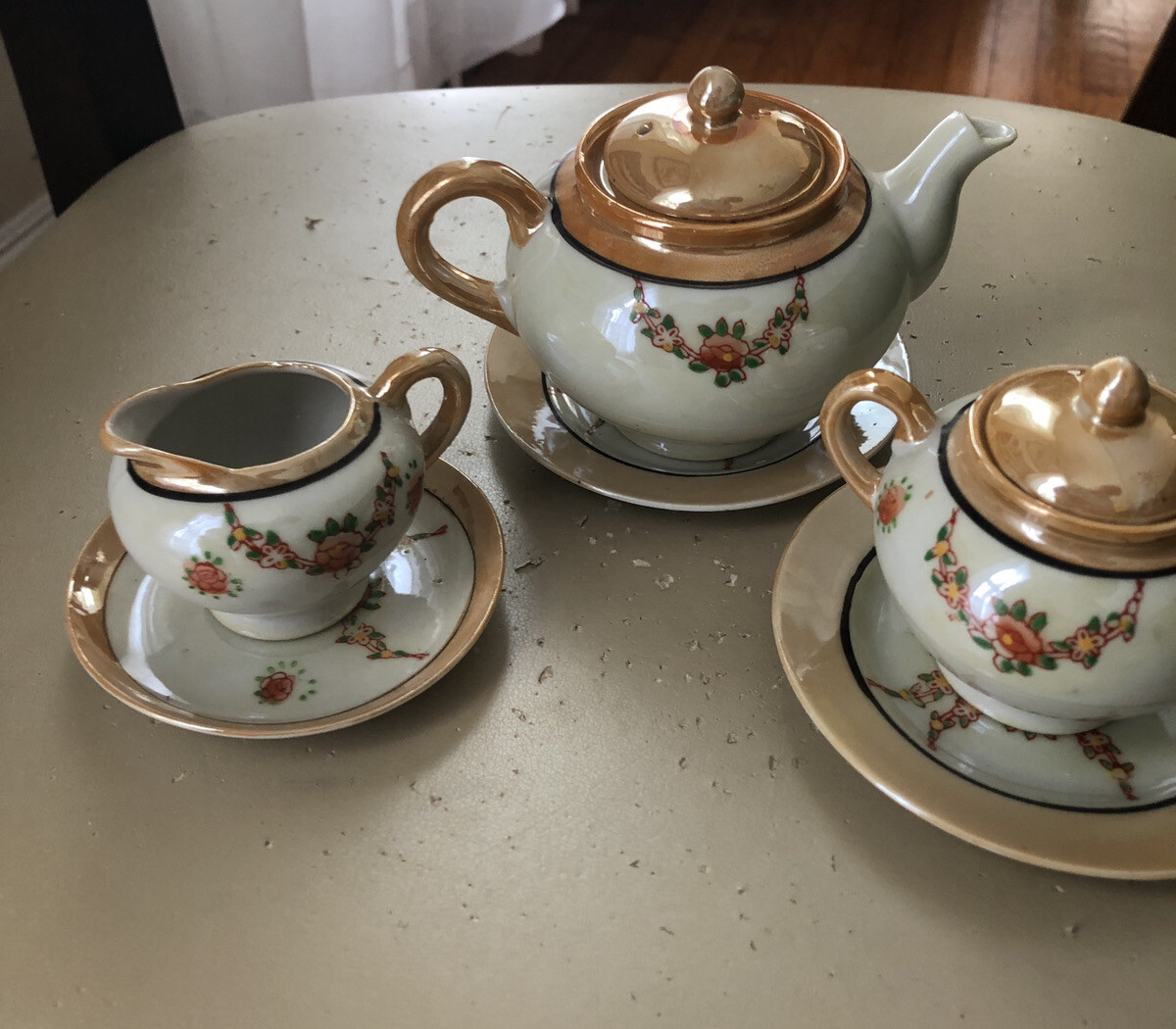 Made In Japan Teapot Creamer Lidded Sugar Bowl 1 Saucer 2 Plates | eBay