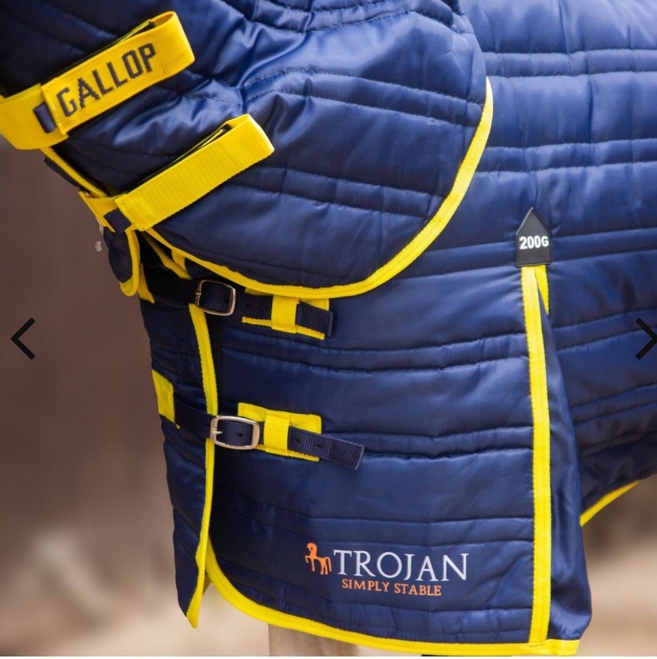 MEGA SALE TROJAN 200g Combo Stable Rug navy/yellow | eBay UK