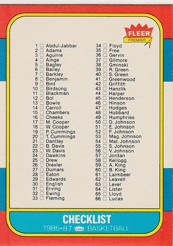 1986-87 Fleer Checklist #132 NM-M SHARP See Pics | eBay