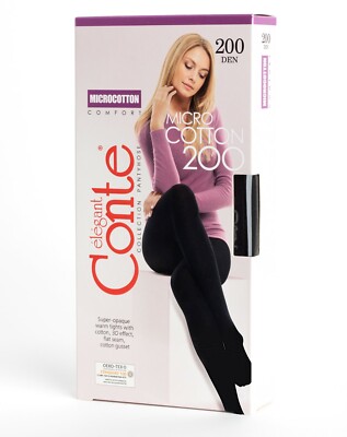 Conte TIGHTS MICROCOTTON 200 Den | Warm Opaque Winter snag-resistant ...